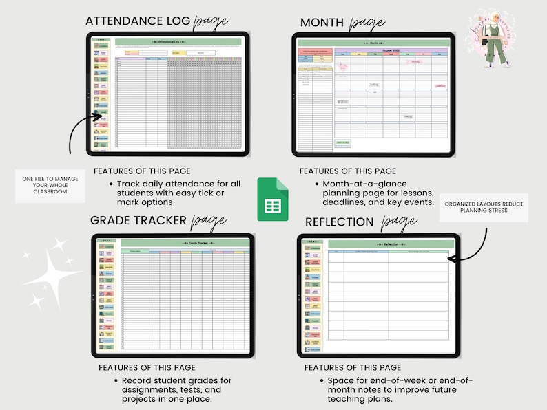 Teacher Planner Spreadsheet 2025-2026 | Google Sheets Academic Planner ...