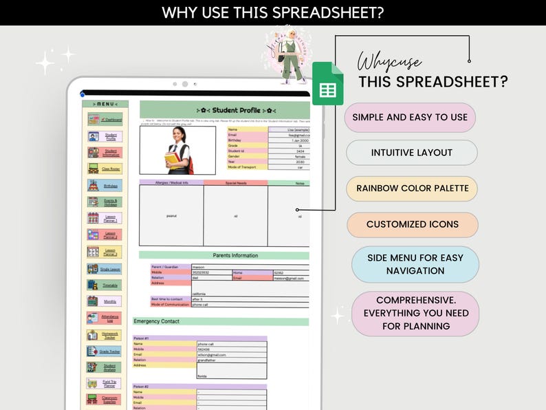 Teacher Planner Spreadsheet 2025-2026 | Google Sheets Academic Planner ...