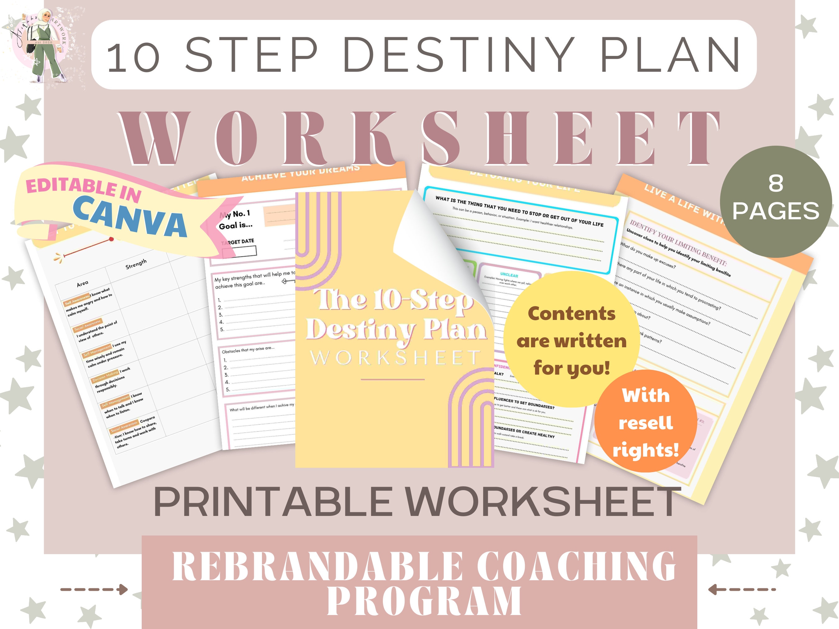 Printable Worksheet the 10-step Destiny Plan Content for Life Coach ...