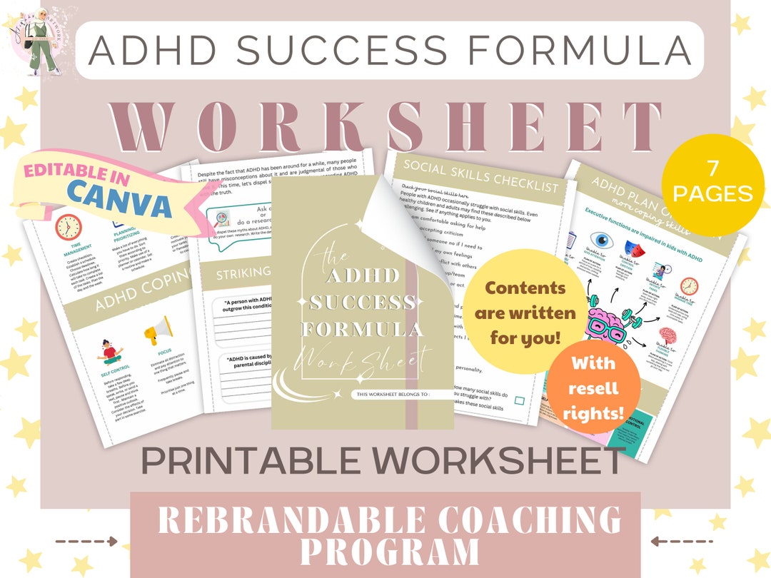 ADHD Success Formula Printable Worksheet | Content for Life Coach ...