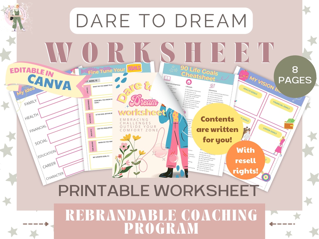 Dare to Dream Printable Worksheet Brandable Coaching Program | Content ...