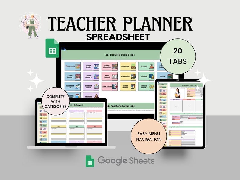 Teacher Planner Spreadsheet 2025-2026 | Google Sheets Academic Planner ...