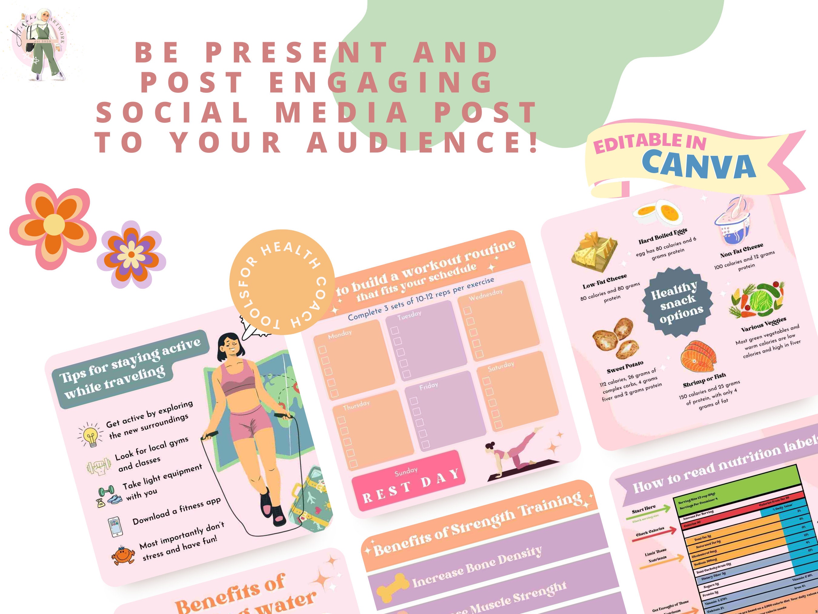 Health Coach Infographic Canva Template for Coaches Social Media ...