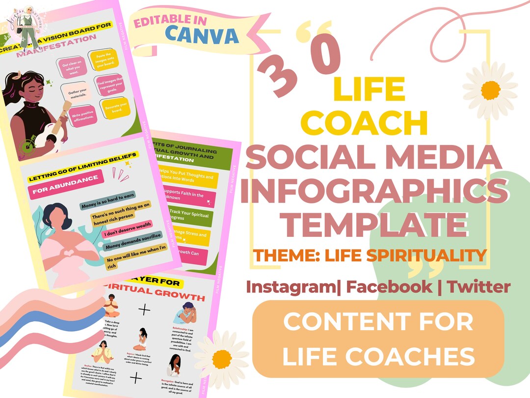 Life Coaching Spirituality Social Media Infographic Canva Templates ...