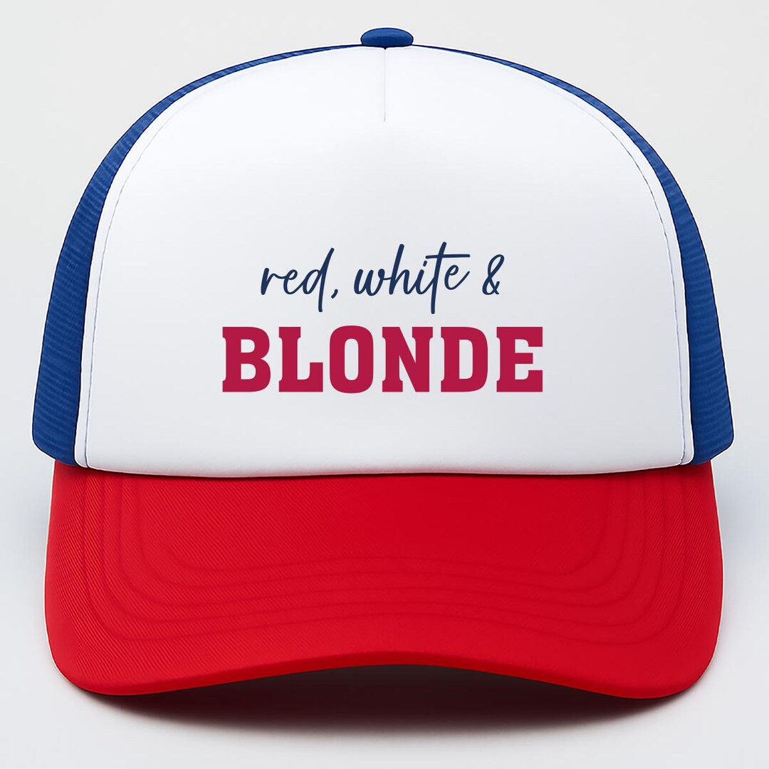 Red White and Blonde Trucker Hat: 4th of July Patriotic Brunette Cap - Etsy