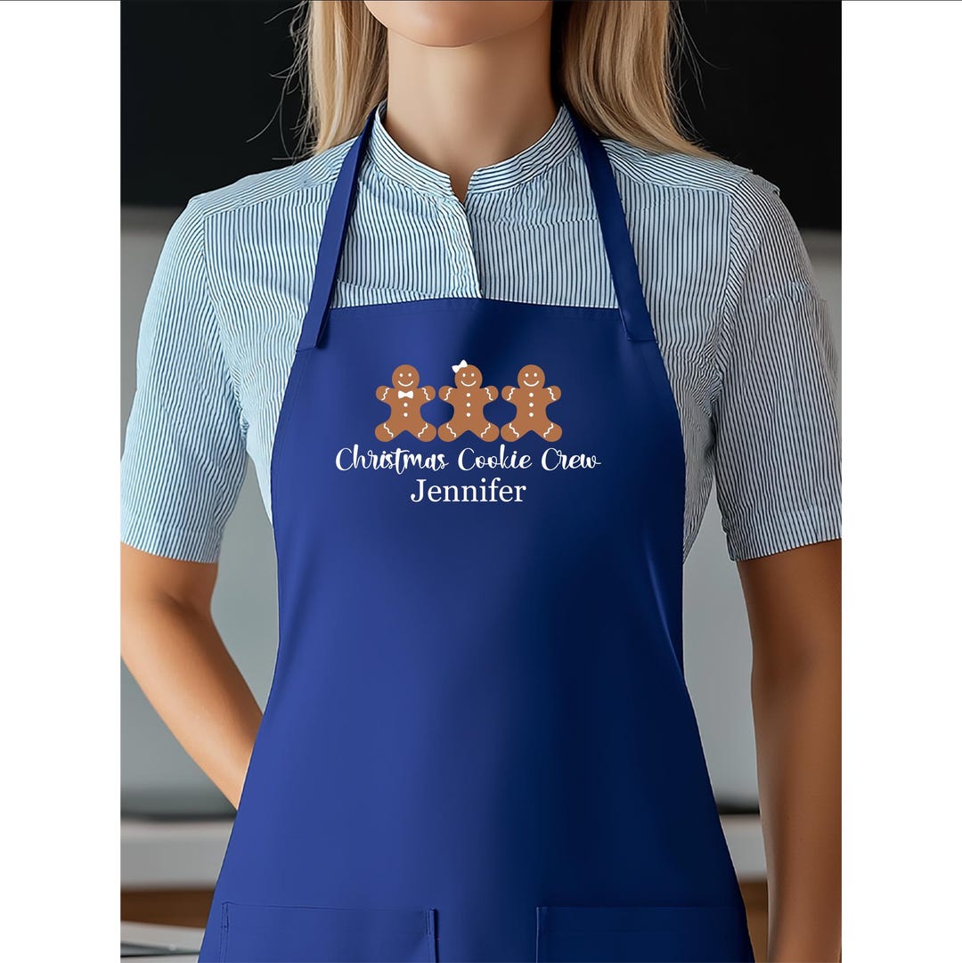 Personalized Kitchen Cooking Apron Christmas Cookie Crew Gingerbreads ...