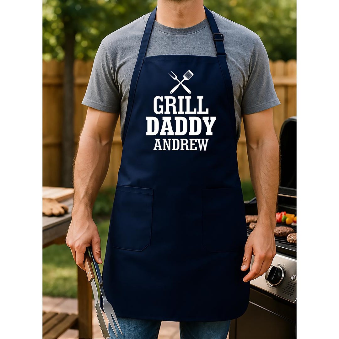 Personalized Grill Apron for Men: Custom BBQ Gift, Cotton Chef Apron - Etsy
