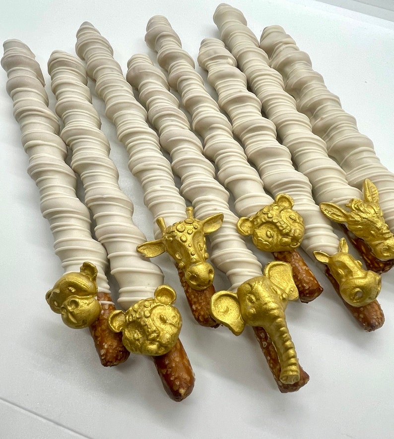 Safari Animal Theme Chocolate Covered Caramel Pretzel Rods - Etsy