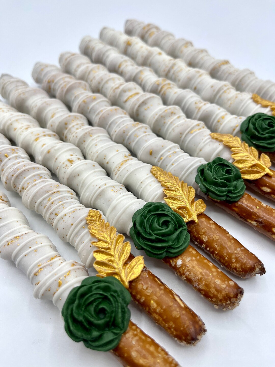 Floral Chocolate Covered Caramel Pretzel Rods, Wedding Favors, Baby ...