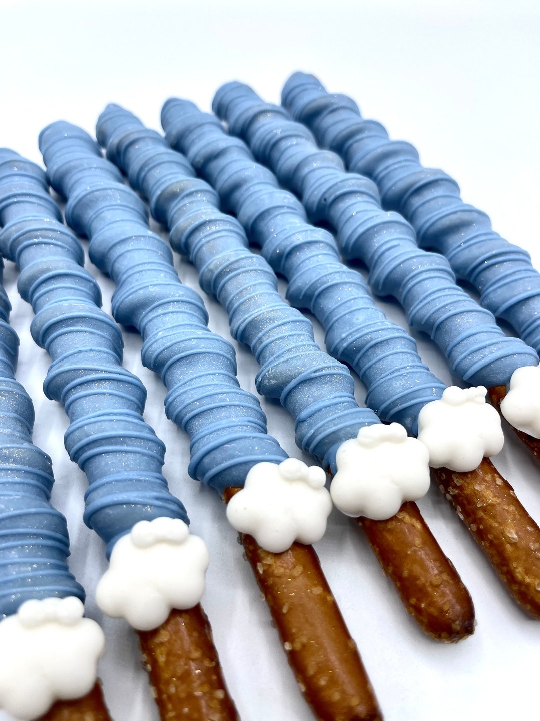 Cloud Theme Chocolate Covered Caramel Pretzel Rods, Wedding Favors ...