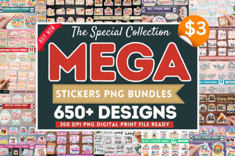 Visety Special Mega Stickers PNG Bundle-printable Stickers Png ...