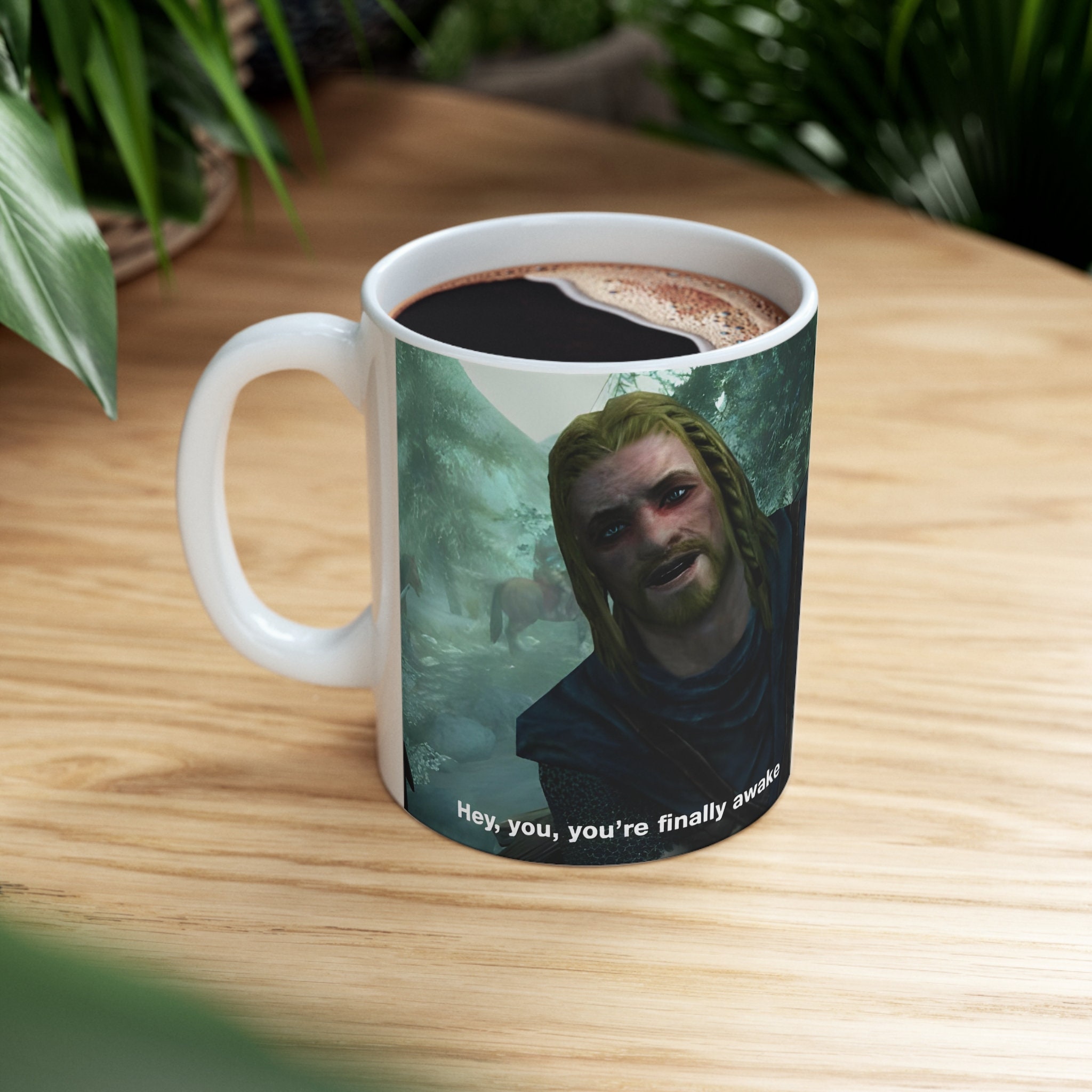Skyrim Hey You're Finally Awake Mug, Skyrim Coffee Mug, Skyrim Mug ...