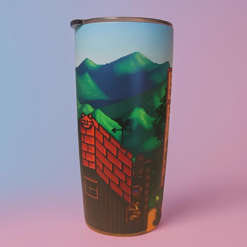Stardew Valley Original Stats – 20oz Skinny Tumbler With Straw, Pixel ...
