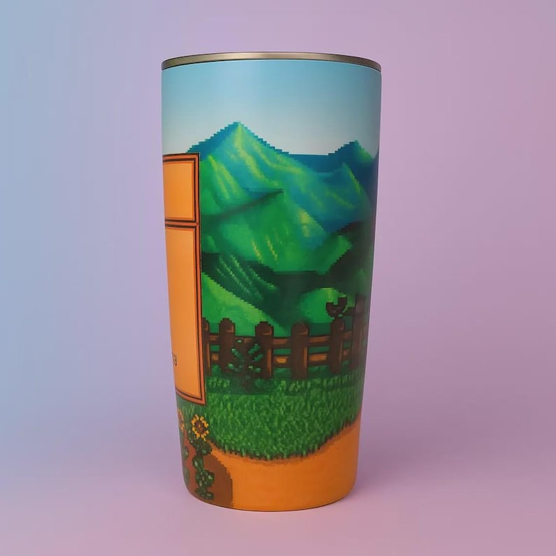 Stardew Valley Original Stats – 20oz Skinny Tumbler With Straw, Pixel ...