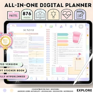 All-in-one Undated Digital Planners Goodnotes Planner iPad Planner ...