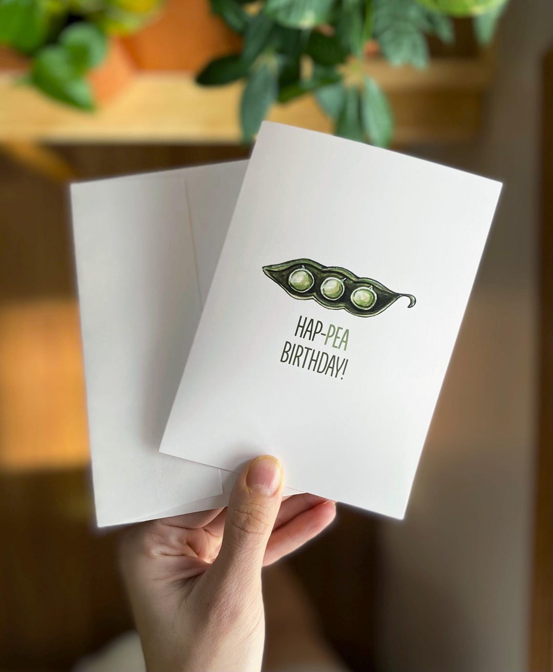 Hap-pea Birthday - Greeting Note Card W/ Envelope (blank Inside ...