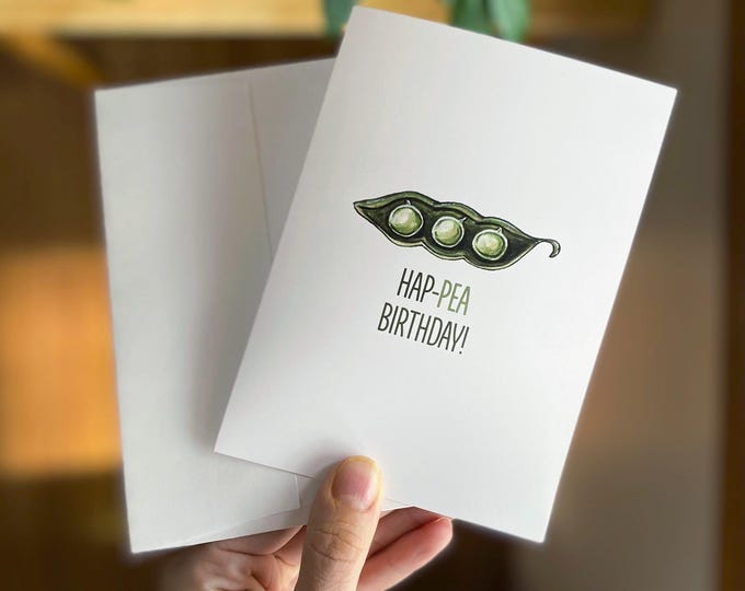 Hap-pea Birthday - Greeting Note Card W/ Envelope (blank Inside ...