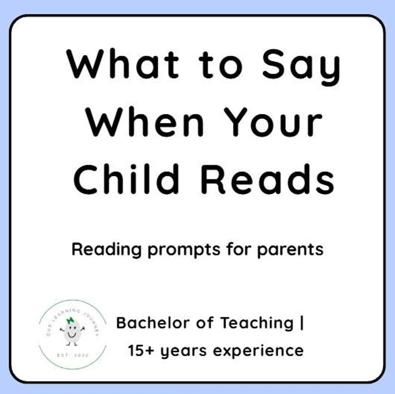 Digital Parent Reading Prompt Cards | Build Child Confidence (printable ...