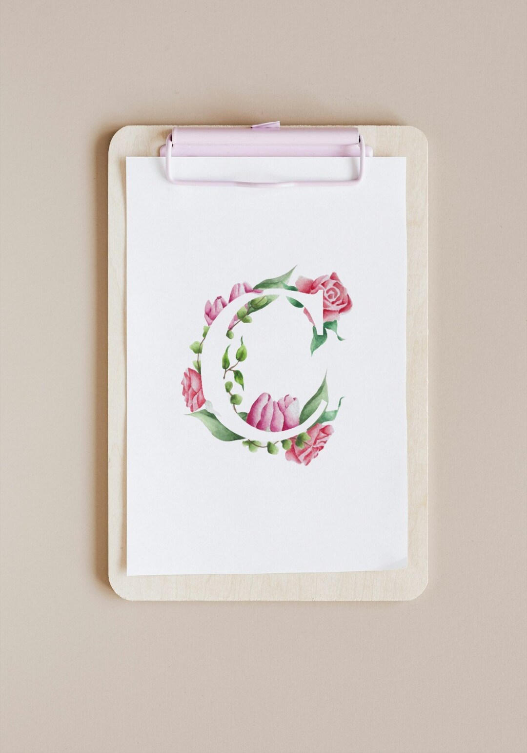 C Initial With Flowers - Digital Printable - Etsy