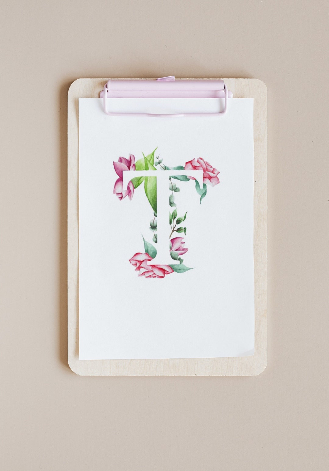 Initial T With Flowers - Digital Printable - Etsy