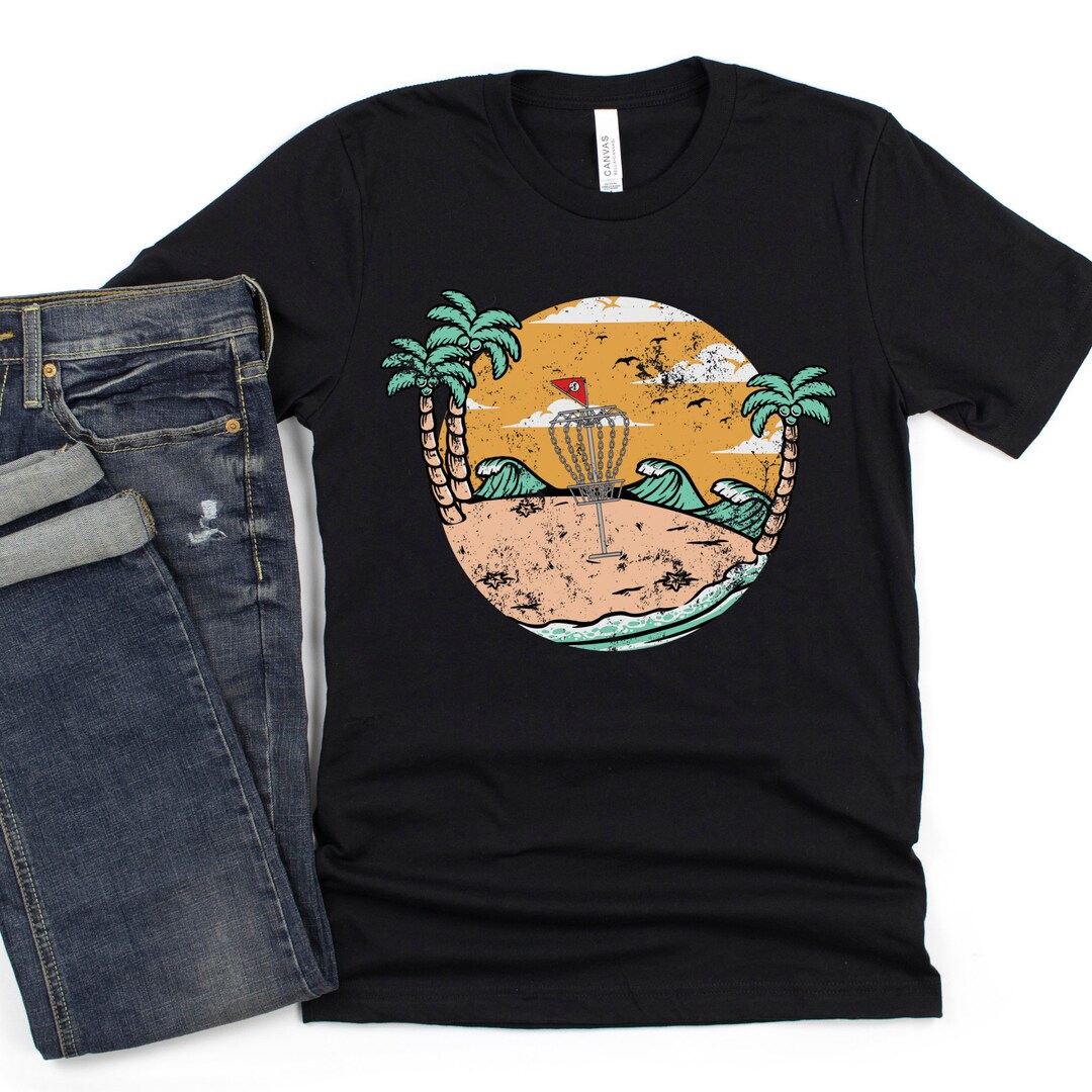 Disc Golf Dash Tee, Disc Golf Vintage Beach Scene,disc Golf Shirt ...