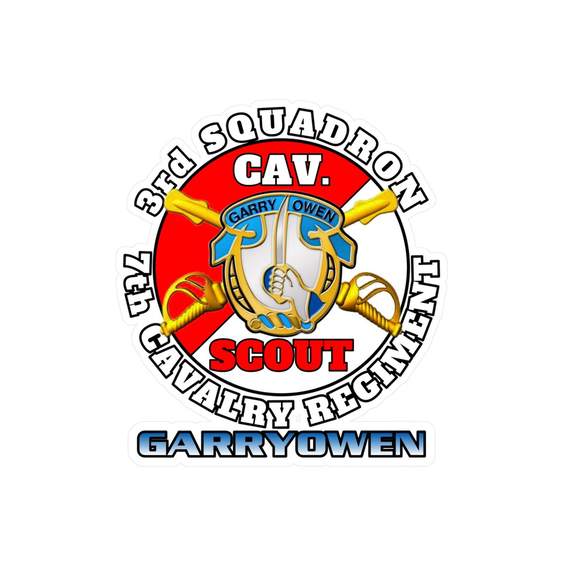 3rd Squadron 7th Cavalry Regiment Cavalry Kiss-cut Vinyl Decal, 7th ...