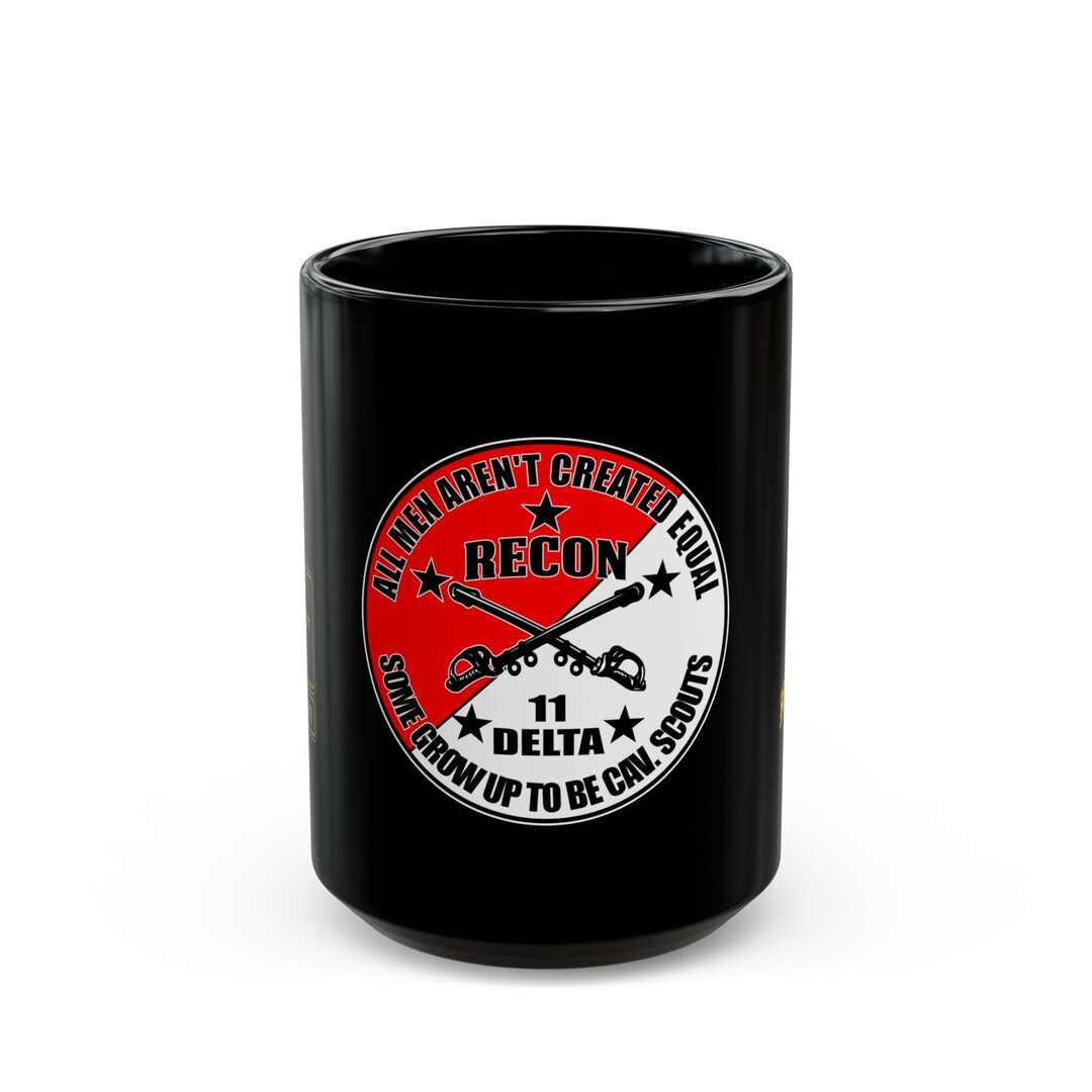 US Cavalry Black Mug (15oz), Recon, Cav Scout, Cavalry, 11delta, LRRP ...