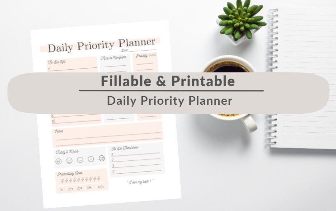 Daily Priority Planner, Daily to Do List for Work / Personal Life ...
