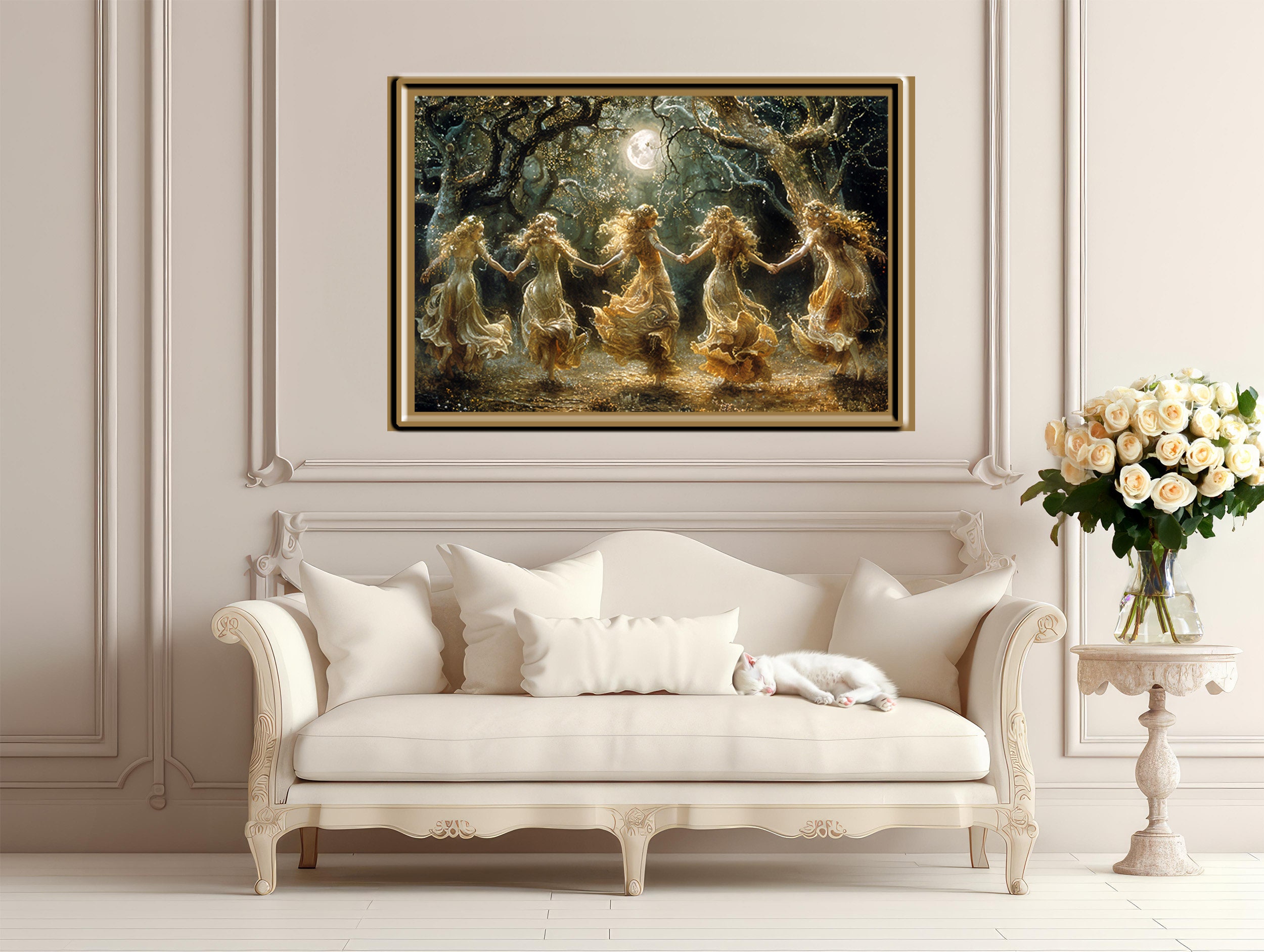 Moon Goddess, Surreal Fantasy Art, Dancing Moon Maidens - Etsy