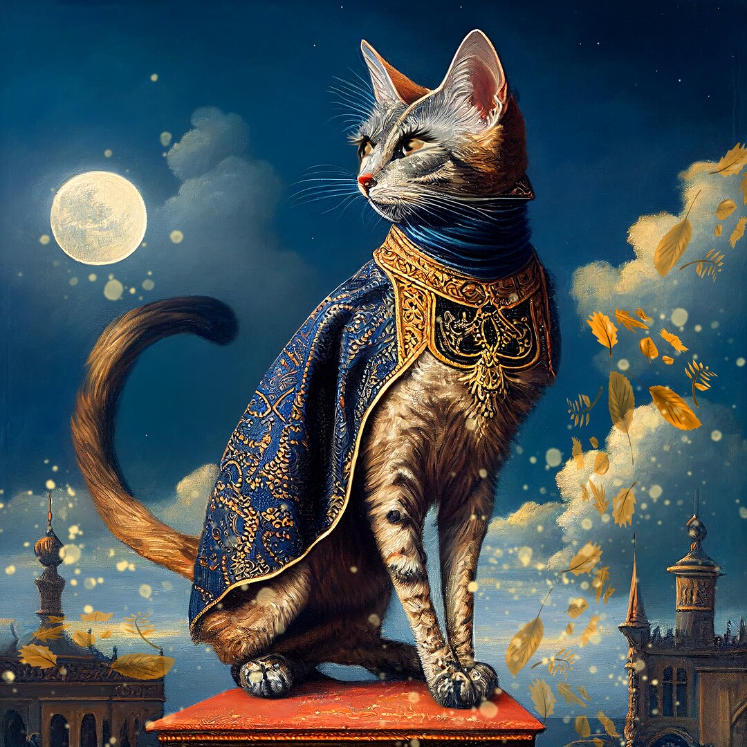 Victorian Cat Art, Whimsical Digital Print, Vintage Cat Portrait Print ...