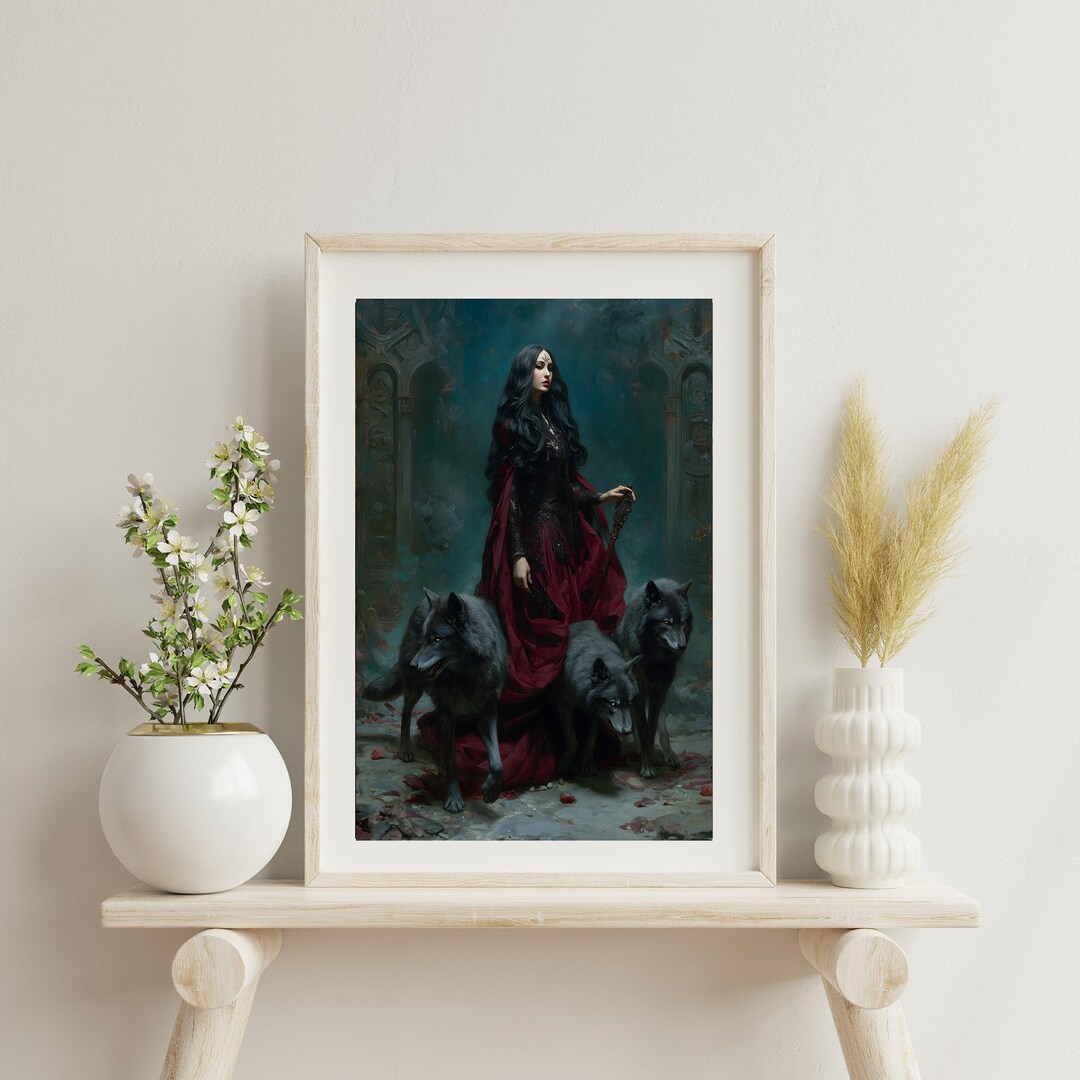 Gothic Hecate Goddess Art Print: Witch Core Decor, Dark Moon Priestess ...