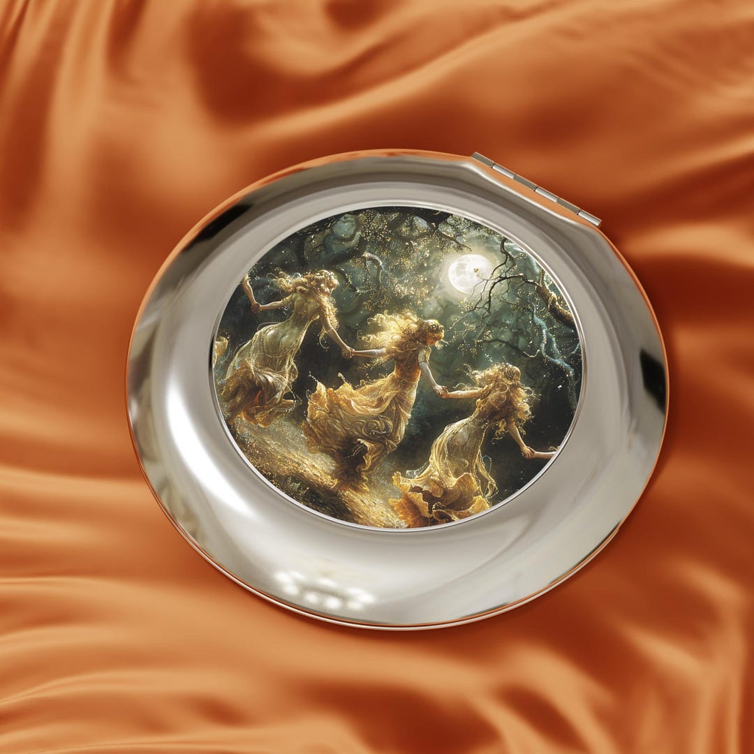 Compact Mirror, Moon Goddess Design, Enchanted Accessories, Artsy Gift ...