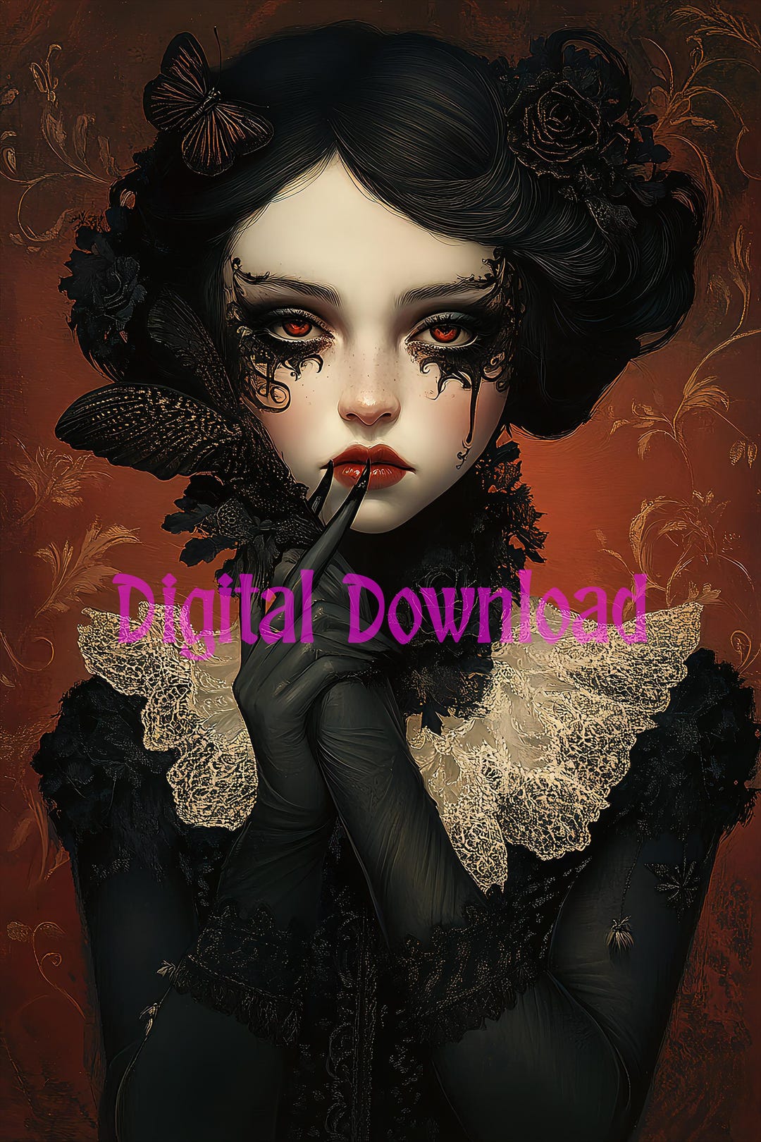 Lace & Lament - Gothic Wall Art Printable, Victorian Dark Art, Witchy ...