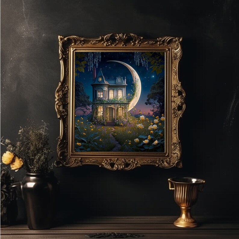 Haunted House Print Bundle, Witch House Painting, Halloween Wall Art ...