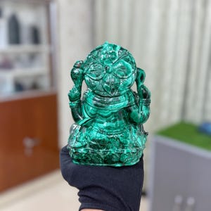 Lord Ganesha Statue in Natural Malachite | Hand Carved Hindu Elephant ...
