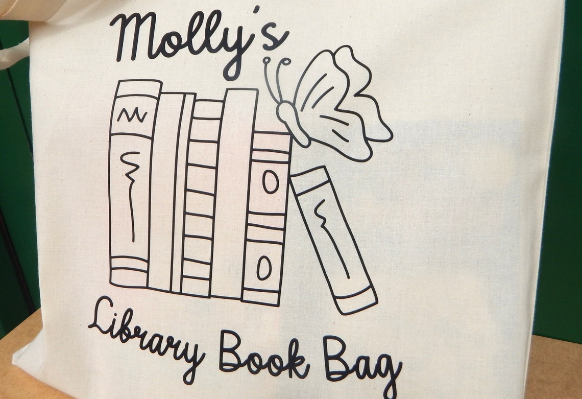 Tote Library Book Bag/ Personalised Bag for Library Books/ Library Book ...