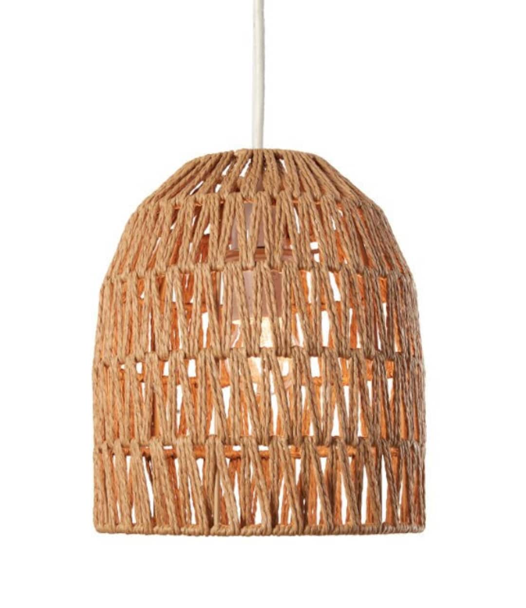 Natural Wicker Light Shade, Boho Style Nursery Light Shade, Hanging ...