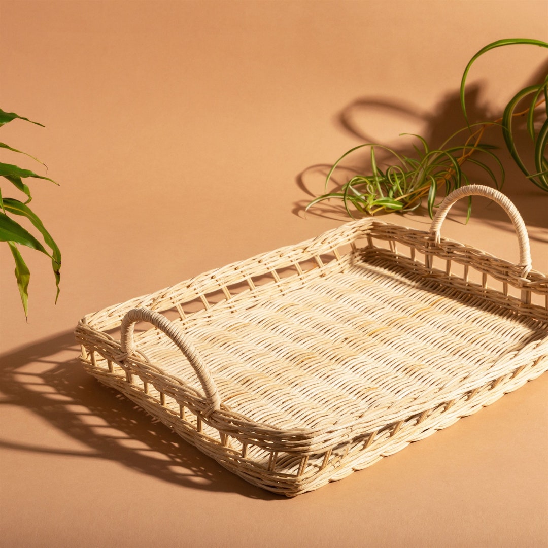 Woven Rattan Tray, Natural Eco Friendly Home Decor, Rattan Bohemian ...