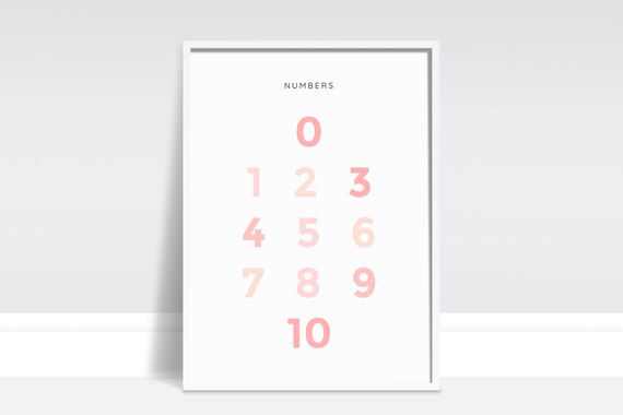 Pink Numbers Poster ABC Numbers Print Educational Art Kids - Etsy