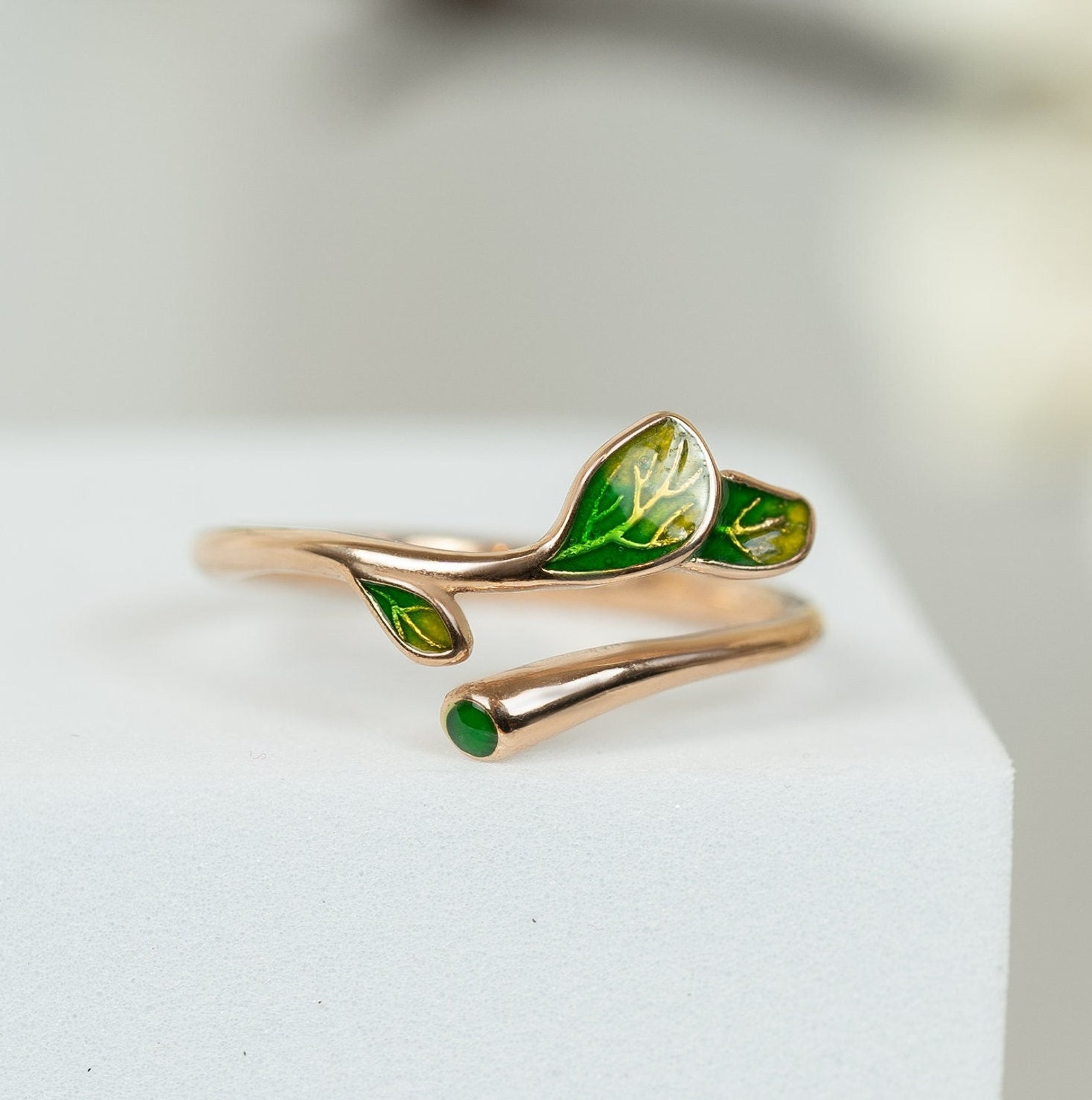 Green Ivy Leaf Rings for Women, Christmas Gift for Her, 925 Sterling ...