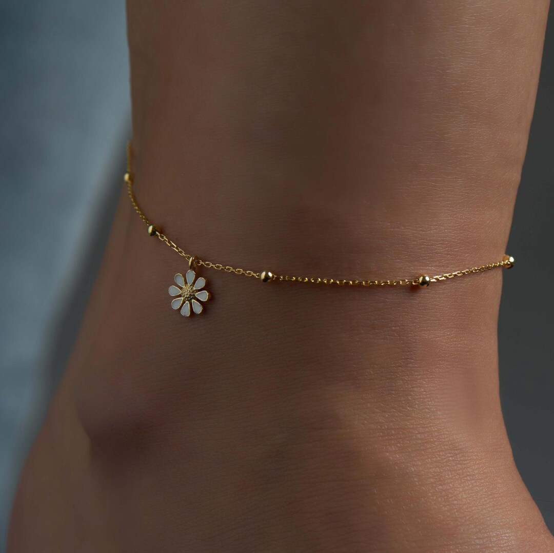 Daisy Anklet for Women, Personalized Christmas Gift for Women, Handmade ...