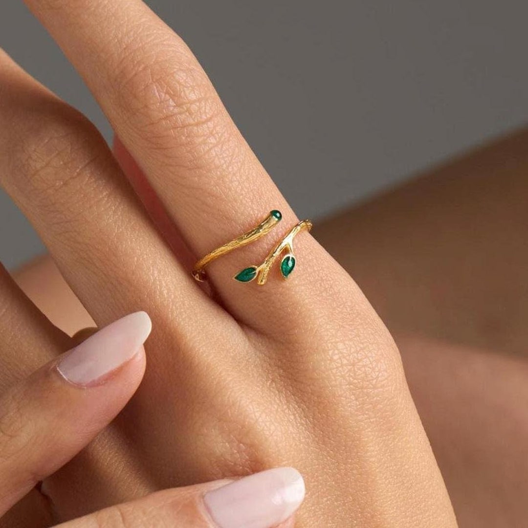 Handmade Jewelry Olive Tree Rings for Women, Green Ivy Leaf Ring ...