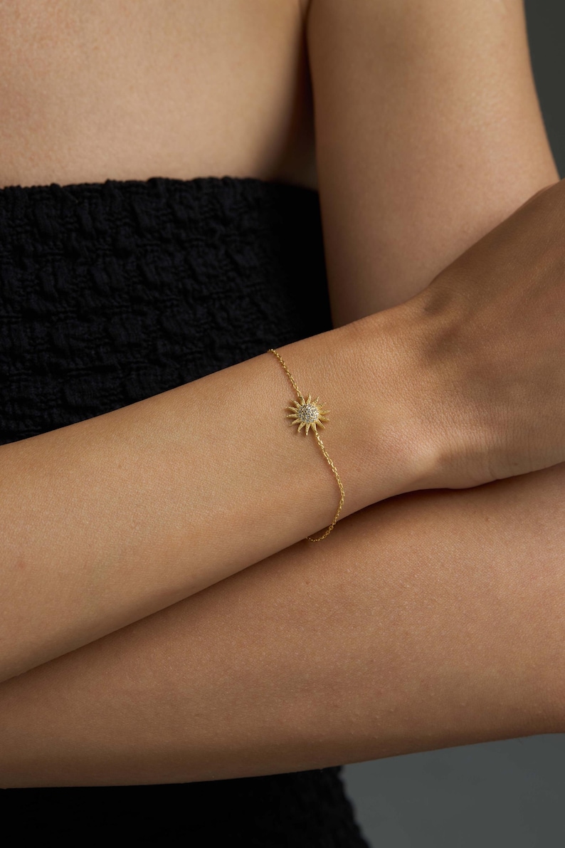 Minimalist Sun Bracelets for Women, Christmas Gift for Her, 925 Silver ...