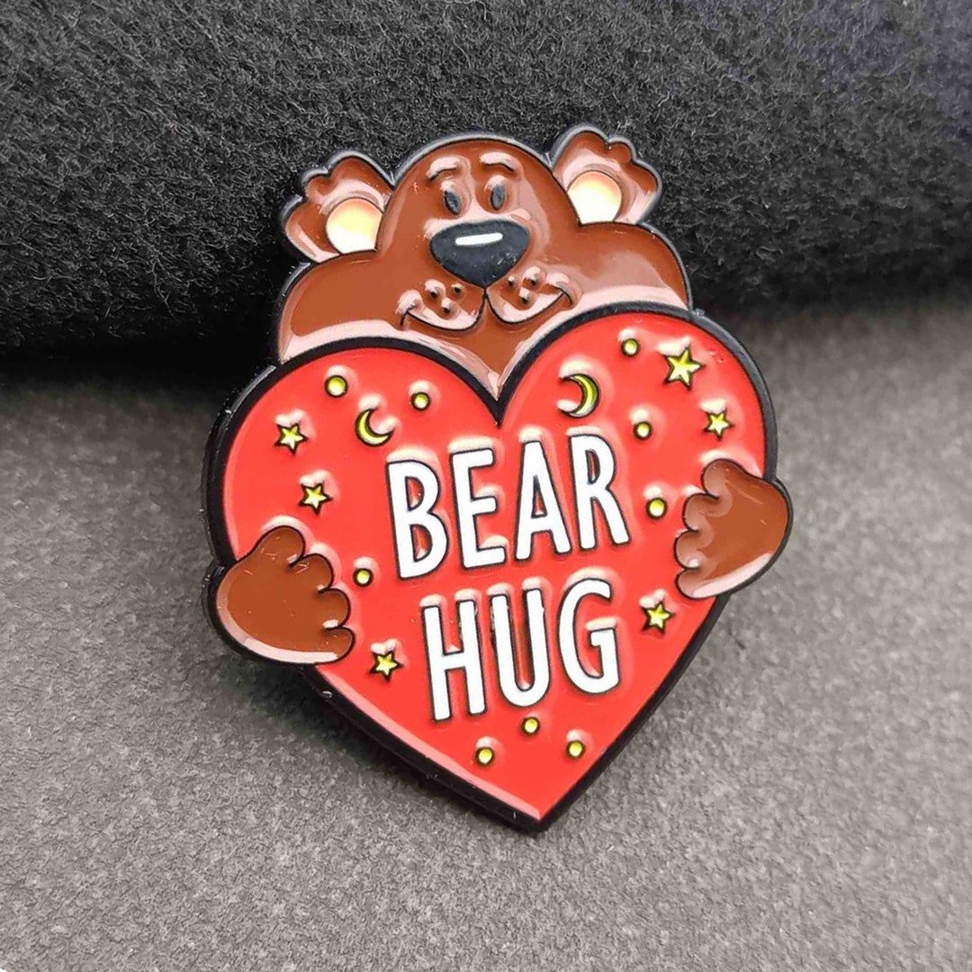Bear Hug Badge Cute & Cozy Enamel Pin Heartwarming Gift for Loved Ones ...