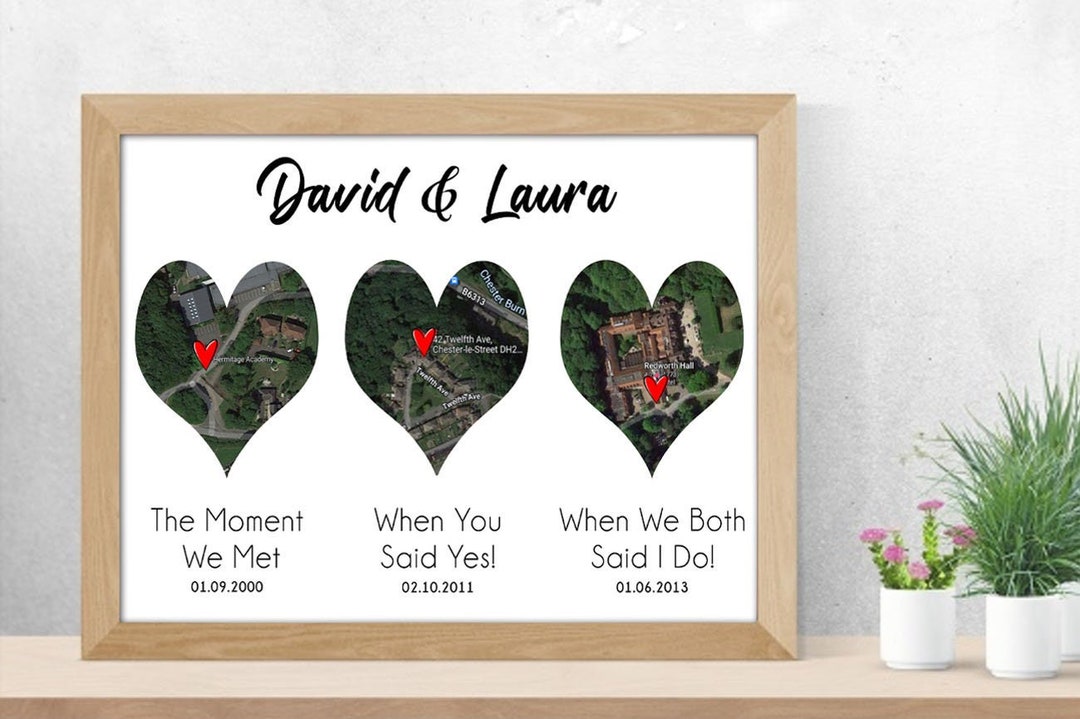 Personalised Where We Met Print Custom Wedding or Anniversary Art Gifts ...