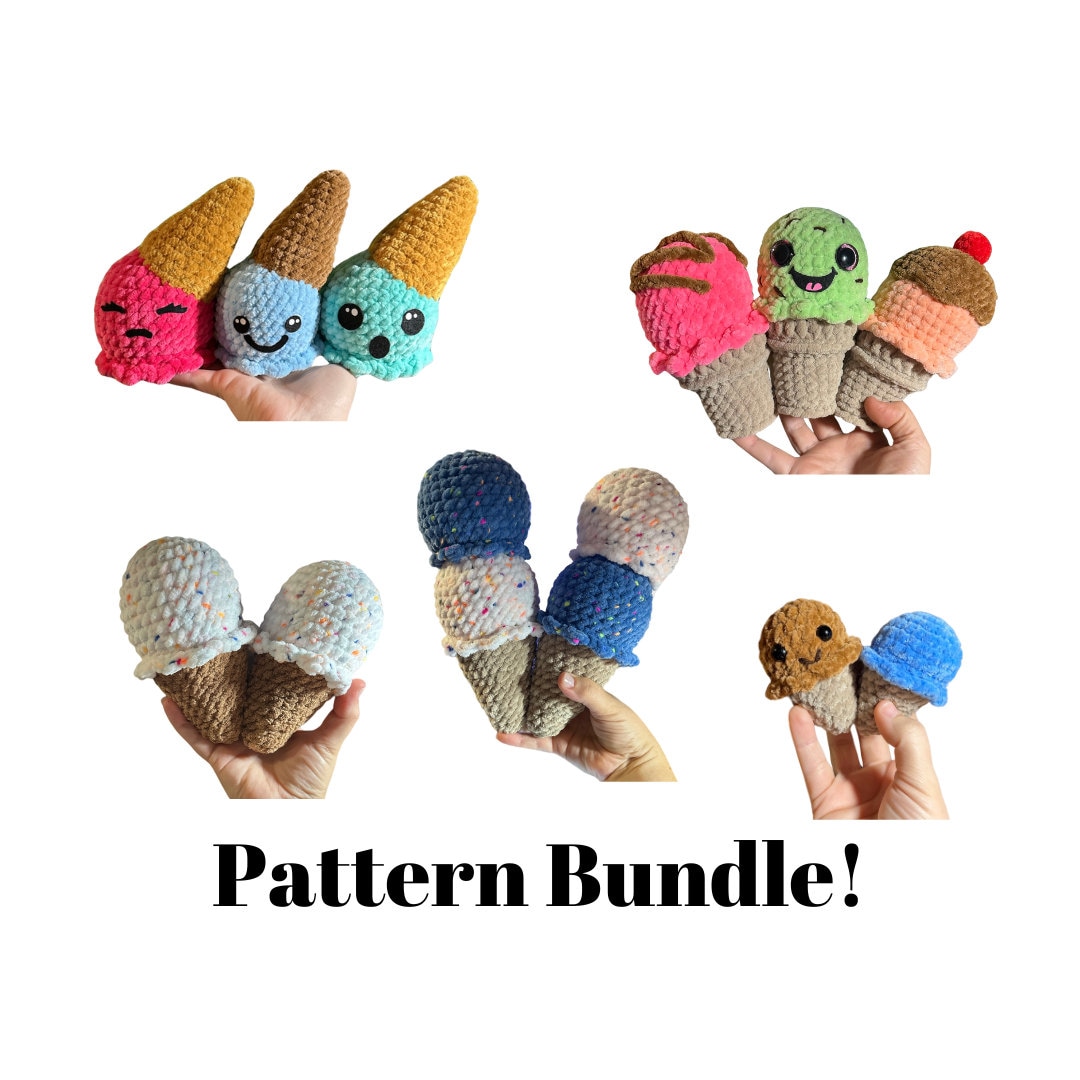 No Sew Ice Cream Cone Pattern Bundle, Ice Cream Cone Pattern, Crochet ...
