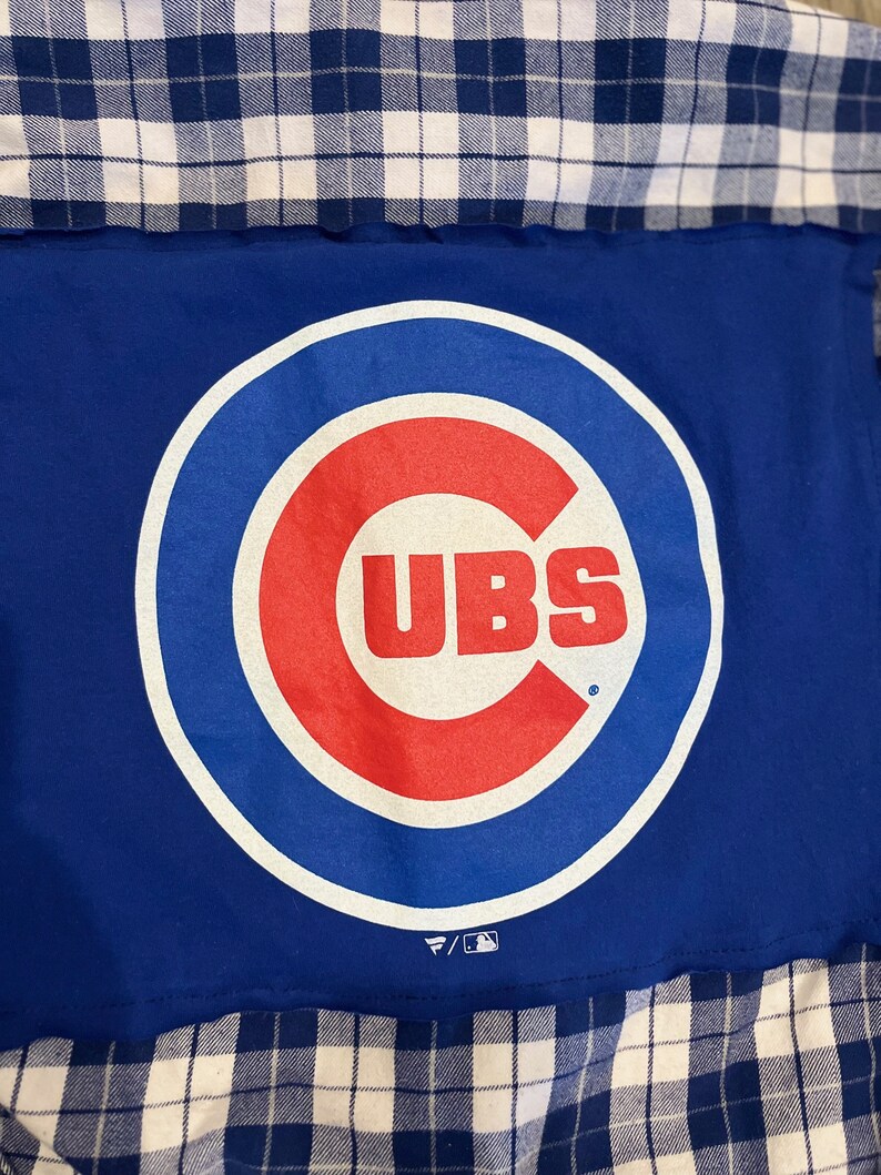 Chicago Cubs Shirt Long Sleeve Flannel. Custom Upcycled Game Day Top ...