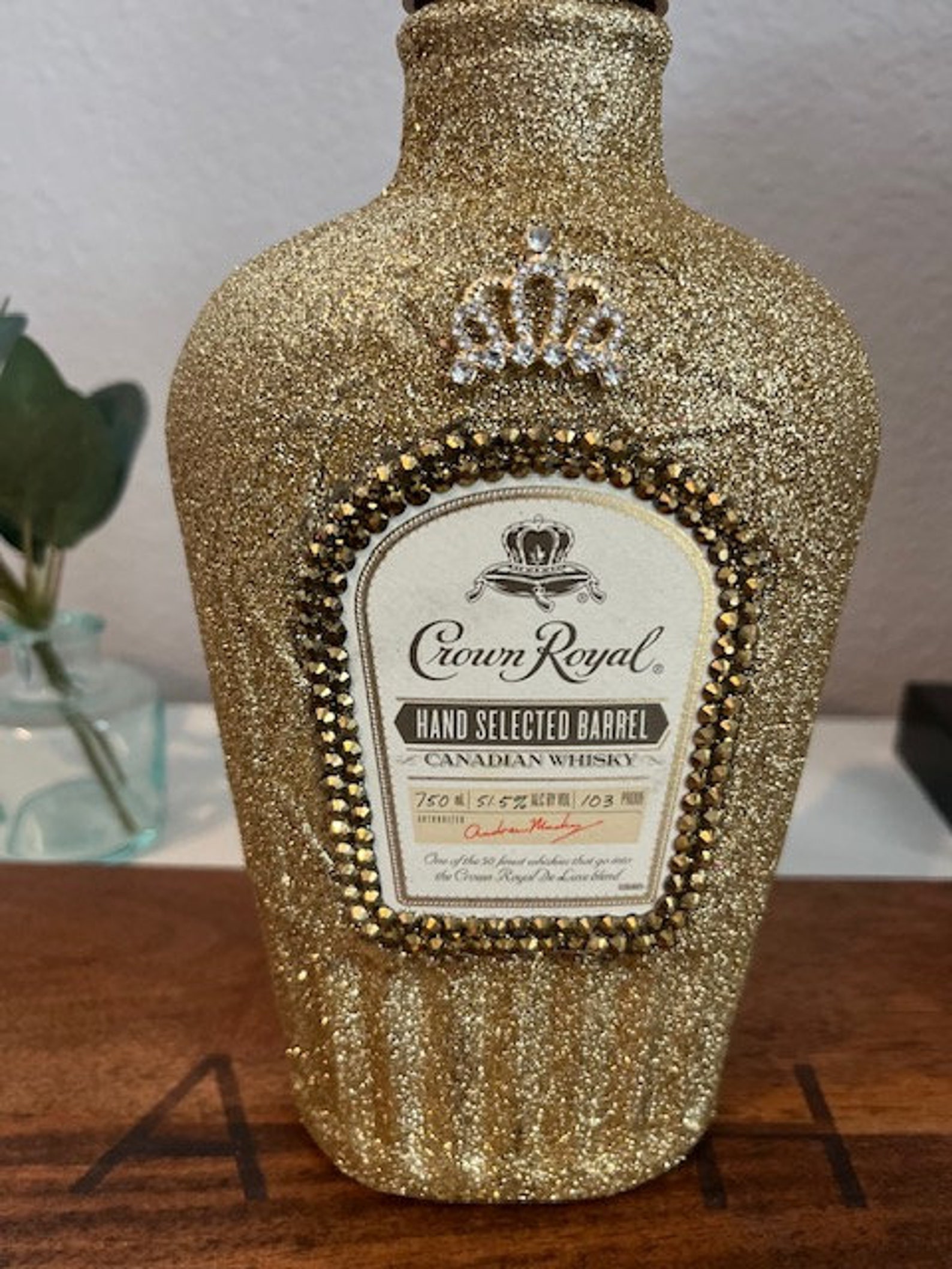 Crown Royal: Glitter Liquor Bottle With Gold Rhinestone Accents, Bar ...
