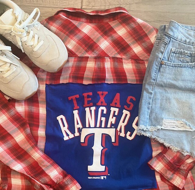 Texas Rangers Shirt /plaid Button up Long Sleeve Shirt/ Light Weight ...