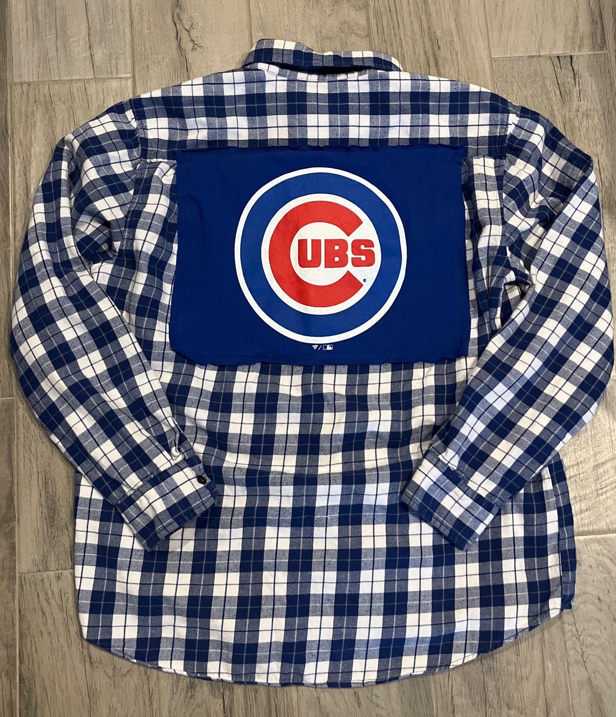 Chicago Cubs Shirt Long Sleeve Flannel. Custom Upcycled Game Day Top ...